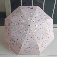 China Customized Logo Printed Three Folding Black Coated Fabric Umbrella with Steel Shaft for sale