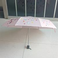 China Customized Logo Printed Three Folding Black Coated Fabric Umbrella with Steel Shaft for sale