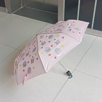 China Customized Logo Printed Three Folding Black Coated Fabric Umbrella with Steel Shaft for sale
