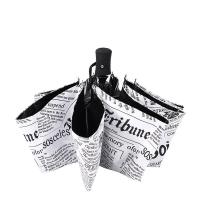 China Newspaper Printing Umbrella with Customized Logo 3 Fold UV Resistant Fiberglass Frame for sale
