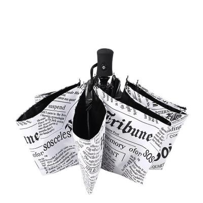 China Newspaper Printing Umbrella with Customized Logo 3 Fold UV Resistant Fiberglass Frame for sale