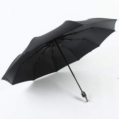China Special Handle 3 Folding Straight Printed Umbrella for Sun and Rain 120cm Open Diameter for sale