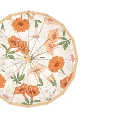 China Sunscreen Waterproof Travel Umbrella with Automatic Open 8K Light Ribs Flower Painting for sale