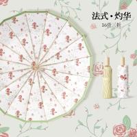 China Iron Tube 16k Aluminum Frame Windproof Sunscreen Umbrella with Vintage Wooden Handle for sale