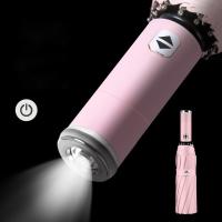 China Black Plated Ribs Advertising LED Flashlight Automatic Outdoors Ultraviolet Paraguas for sale