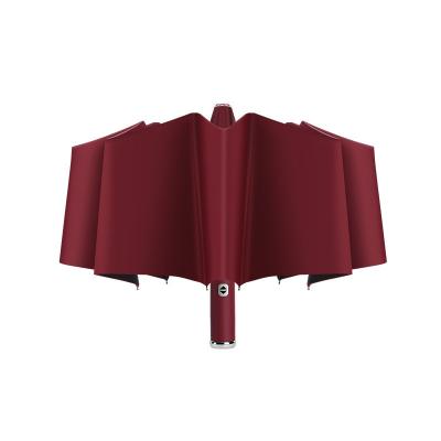China 190T Pongee Fabric UV Black Coated Fashionable Triple Fold Umbrella with Custom Logo for sale