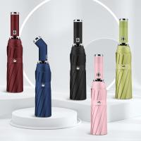 China 190T Pongee Fabric UV Black Coated Fashionable Triple Fold Umbrella with Custom Logo for sale