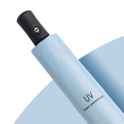 China Metal Shaft 3 Fold Automatic Umbrella All in 1 Function and Customized Logo Printed for sale
