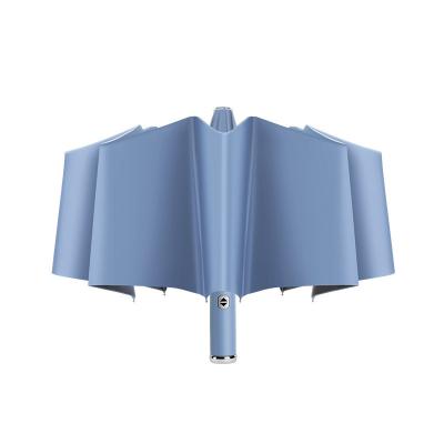 China Adults Unique Design LED Light Flashlight Triple Fold Umbrella with Customized Logo for sale