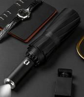 China Adults Unique Design LED Light Flashlight Triple Fold Umbrella with Customized Logo for sale
