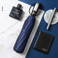 China Custom Logo Printed Triple Fold Automatic Umbrella Anti UV Waterproof Customized Color for sale