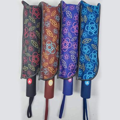 China Triple Fold Semi Automatic Umbrella with Unique Pattern Design and 97cm Open Diameter for sale
