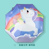China Automatic Anti Rebound Reflective Triple Folding Children umbrella Cute Cartoon Kid Umbrella for sale