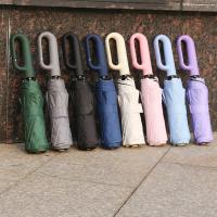 China Large Round Lock Handle Pongee with Vinyl Easy yo Hang Full Automatic Windproof UV Block Umbrella for sale
