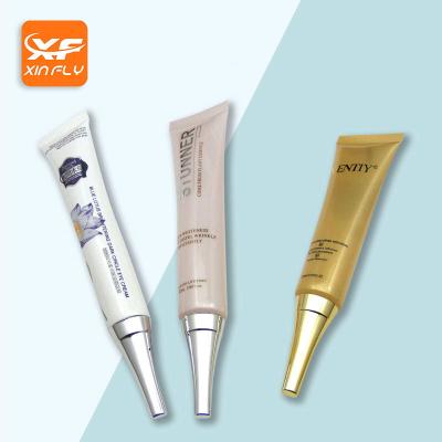 China 15ml 20ml 30ml custom squeeze soft sample Plastic Long Nozzle Eye Serum cream cosmetic Tube with plating lid for sale