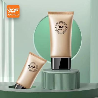 China 30ml 35ml Silk Screen Printed Squeeze BB CC Cream Tubes Lotion Container Packaging With Gold Plated Screw Cap for sale
