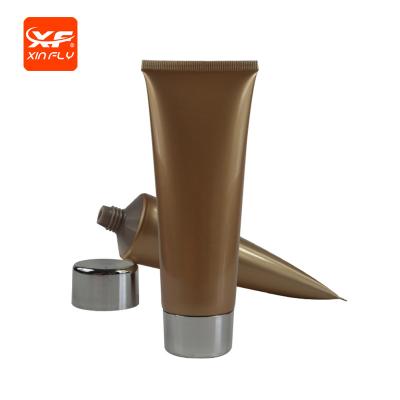 China 100ml Plastic Cosmetic Tube Package For Body Lotion Facial Cleanser Hand Cream Tube Silver Plated Caps for sale