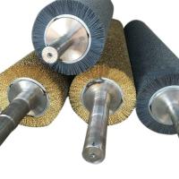 China Custom Brass Wire Belt Conveyor Brush Rollers for Wood Deburring - Various Sizes and Wire Diameters for sale