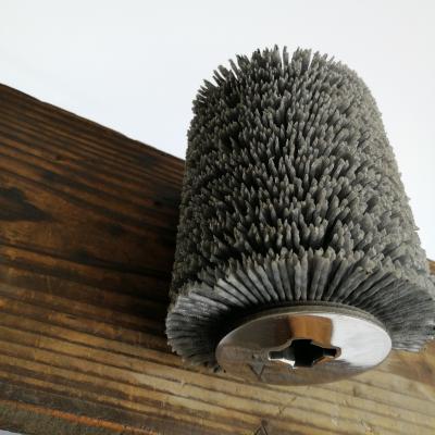 China ODM Cylinder Wire Industrial Nylon Roller Brush 120x100x19mm with Abrasive Grit Options 80# to 600# for Surface Treatment for sale