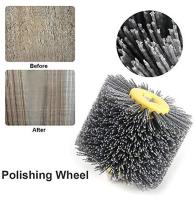 China Cylindrical Abrasive Nylon Wheel Brush 120×100×19mm for Wood Furniture Burnishing at 3000 RPM for sale