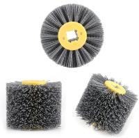 China Cylindrical Abrasive Nylon Wheel Brush 120×100×19mm for Wood Furniture Burnishing at 3000 RPM for sale