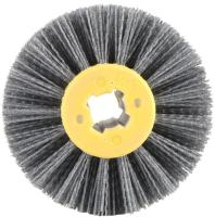 China Cylindrical Abrasive Nylon Wheel Brush 120×100×19mm for Wood Furniture Burnishing at 3000 RPM for sale