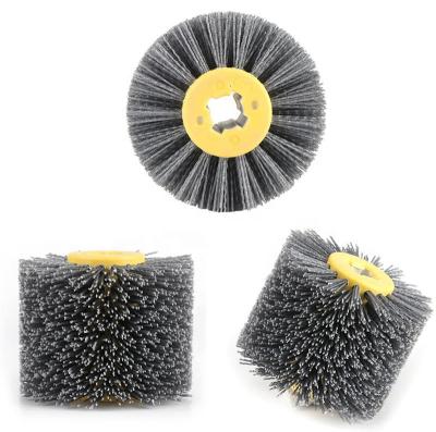 China Nylon Abrasive Roller Brush Wheel 120×100×19mm for Woodgrain Grinding and Polishing at 3000 RPM for sale