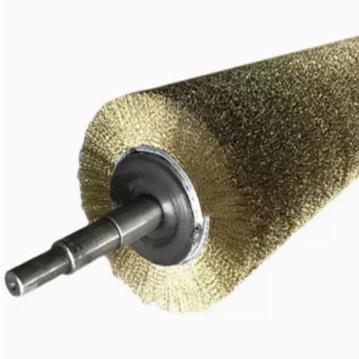 China Metal Rotary Industrial Cylindrical Brush Roller for Conveyor Belt Cleaning - Custom Brass Wire Construction with High Density Sealing for sale