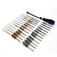 China 38 Piece Stainless Steel Brass Nylon Wire Brush Set with 1/4in Hex Shank and Handle Extension Bar - 1.5kg Industrial Cleaning Kit for sale