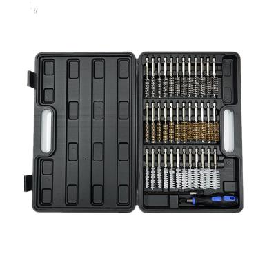 China 38-Piece 1/4 Inch Hex Shank Wire Brush Set - Stainless Steel, Brass & Nylon with 6-Inch Extension Bar for sale
