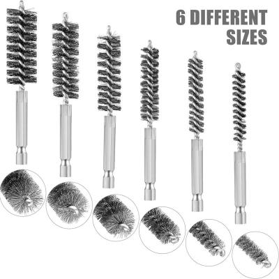 China Stainless Steel Hexagonal Rod Gun Brush 8-19mm Diameter with 4 Inch Length for Industrial Cleaning for sale