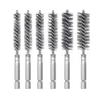 China Stainless Steel Hexagonal Rod Gun Brush 8-19mm Diameter with 4 Inch Length for Industrial Cleaning for sale