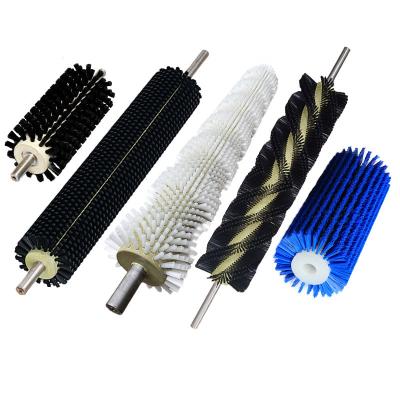 China Custom Industrial Nylon Brush Roller 60-600mm OD for Fruit Vegetable Cleaning Machines with Custom Dimensions for sale