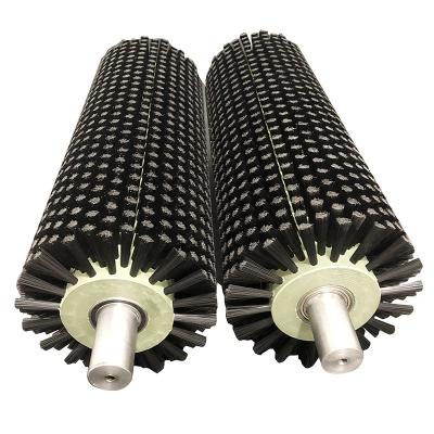 China Industrial Nylon Roller Brush Metal Shaft Wear Resistant Customizable Length Diameter for sale