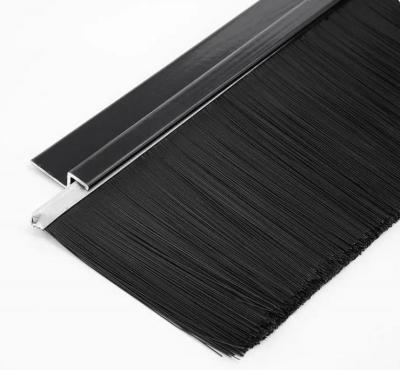 China Custom Nylon Strip Brush Door Bottom Seal with Aluminum Alloy Bracket 10mm to 50mm for sale