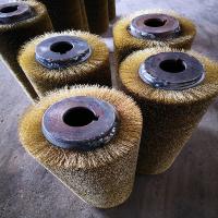 China Industrial Copperply Wire Roller Brush for Heavy Cleaning Rust Polishing 150mm for sale
