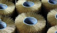 China Customized Industrial Brush 0.15mm Wire Copper Wire Wrapped Roller Brush For Stripping Reed Stems for sale
