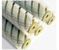 China Custom Spiral Roller Brush High Density Nylon Brush Aluminum Alloy Base 60mm to 600mm OD for Food and Printing Industry for sale