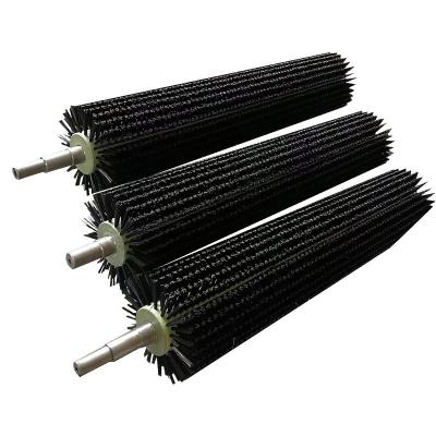 China Industrial Cylindrical Brush Nylon Wire Stainless Steel Shaft 60mm to 600mm OD for Fruit Cleaning Machine for sale