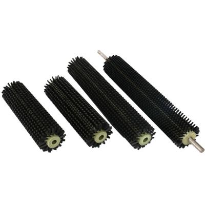 China Industrial Nylon Cylindrical Brush Stainless Shaft Glass Cleaning Brush 60-600mm OD for sale