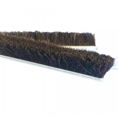 China Custom Natural Horse Hair Door Brush Seal Strip 140°F Galvanized Iron Base for sale