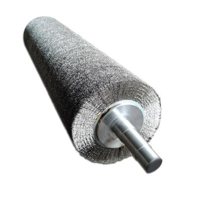 China Customized Industrial Stainless Steel Wire Wrap Roller Brush for Wood Polishing 150mm for sale