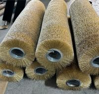 China Custom Industrial Cylindrical Brass Wire Wound Roller Brush for Metal Wood Polishing 100mm for sale