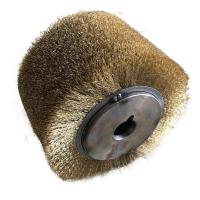 China Custom Industrial Cylindrical Brass Wire Wound Roller Brush for Metal Wood Polishing 100mm for sale