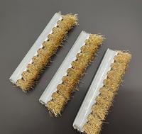 China Custom Double Band Strip Brush Brass Wire Metal Backing Cleaning Descaling Industrial Strip Brush for sale