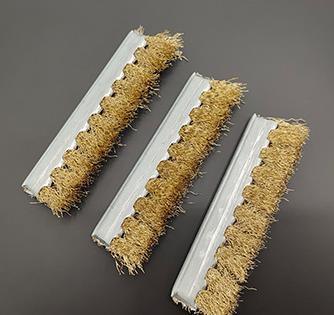China Custom Double Band Strip Brush Brass Wire Metal Backing Cleaning Descaling Industrial Strip Brush for sale