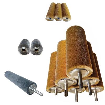 China Customized Industrial Copper-Plated Steel Wire Winding Cylindrical Wire Brush For Wood Texture Processing for sale
