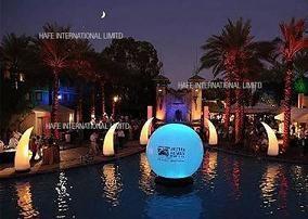 China Colorful Floating Inflatable Lighting Decoration , LED 144W RGB Light Decoration Ball for sale
