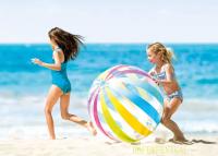China 1m 1.5m Colorful Striped Inflatable Beach Ball Perfect For Beach Lake Pool Parties for sale