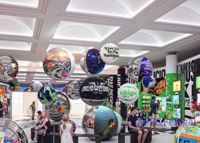 China Inflatable Metal Ball Decoration With Logo Or Printed Splicing Inflatable Mirror Ball Hung for sale